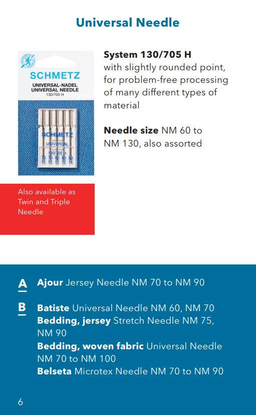 Schmetz Universal Needles - Various Sizes (Please Select Size ...