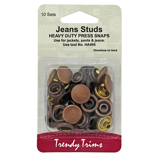 Jean Studs Heavy Duty Press Snaps (10 Sets) - Bronze - Ackroyd and ...