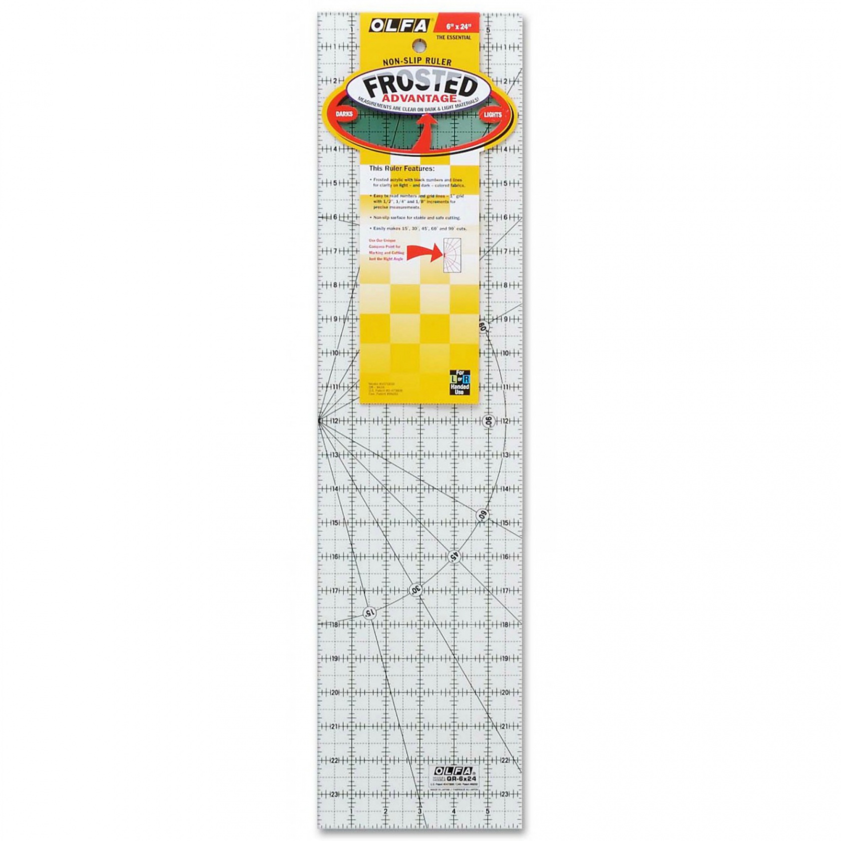 OLFA® 6" x 24" Frosted Acrylic Ruler - Ackroyd and Adams Ltd
